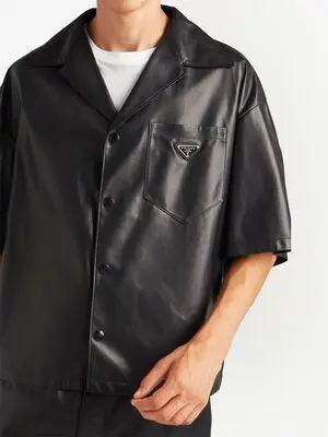 Prada Nappa-leather Bowling Shirt - Black