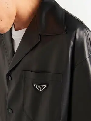 Prada Nappa-leather Bowling Shirt - Black