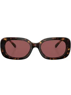 COACH Tortoiseshell Effect Rectangle Frame Sunglasses
