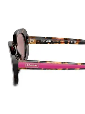 COACH Tortoiseshell Effect Rectangle Frame Sunglasses