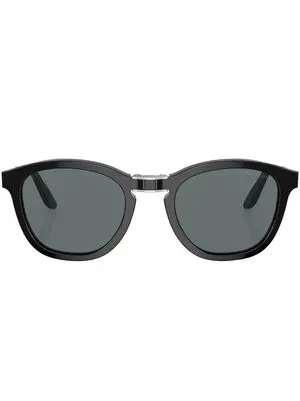 Giorgio Armani Logo-print Round-frame Sunglasses - Black
