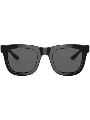 Giorgio Armani Logo-print Square-frame Sunglasses - Black