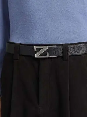 Zegna Leather Reversible Belt - Black