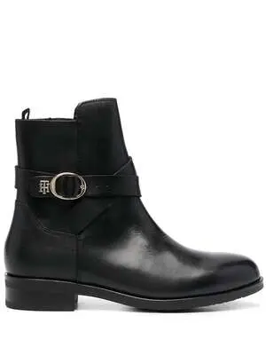 Tommy Hilfiger Buckle-detail Leather Ankle Boots
