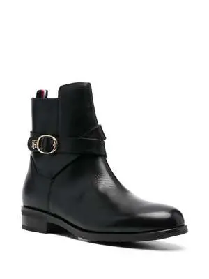 Tommy Hilfiger Buckle-detail Leather Ankle Boots