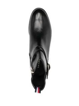Tommy Hilfiger Buckle-detail Leather Ankle Boots