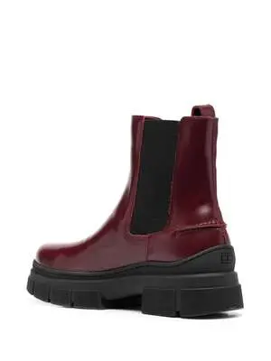Tommy Hilfiger Leather Chelsea Boots With Chunky Sole - Red