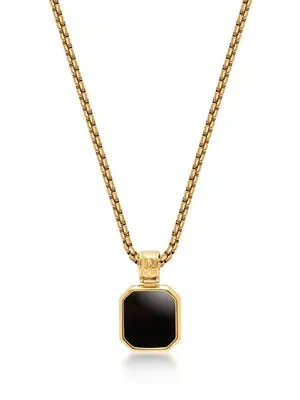 NIALAYA JEWELRY Square Onyx Pendant Necklace - Gold