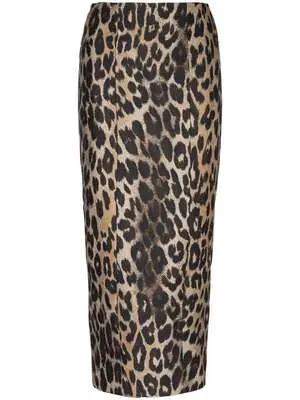 Balmain Leopard-print Straight Mid-length Skirt