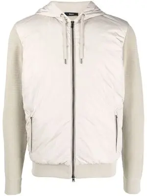 Herno Panelled Zipped Hooded Jacket - Neutrals