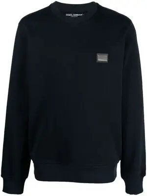 Dolce & Gabbana Logo-tag Cotton Sweatshirt - Blue