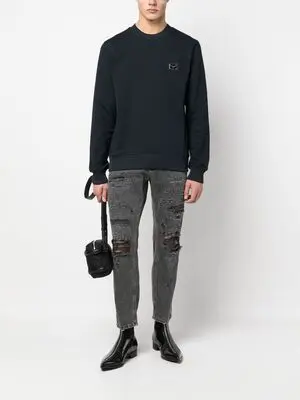 Dolce & Gabbana Logo-tag Cotton Sweatshirt - Blue