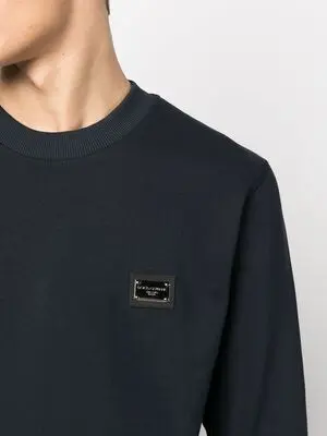 Dolce & Gabbana Logo-tag Cotton Sweatshirt - Blue