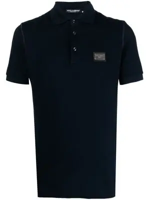 Dolce & Gabbana Dg Essentials Cotton Piqué Polo Shirt - Blue