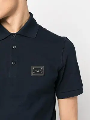 Dolce & Gabbana Dg Essentials Cotton Piqué Polo Shirt - Blue
