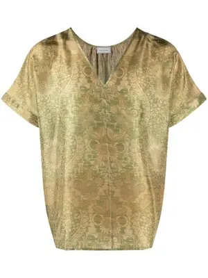 PIERRE-LOUIS MASCIA Briancon Patterned-jacquard Silk Top