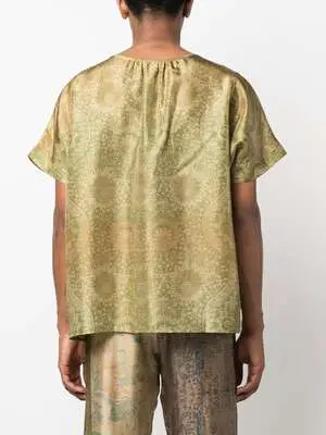 PIERRE-LOUIS MASCIA Briancon Patterned-jacquard Silk Top