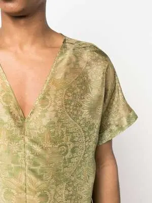PIERRE-LOUIS MASCIA Briancon Patterned-jacquard Silk Top
