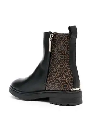 Calvin Klein Monogram-print Leather Ankle Boots