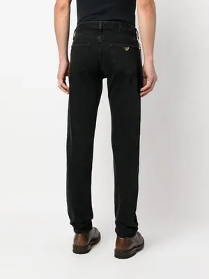 Emporio Armani Leather Strap Straight-leg Jeans