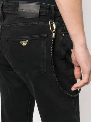 Emporio Armani Leather Strap Straight-leg Jeans