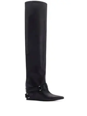 COURREGES Leather Wedged Knee High Boots