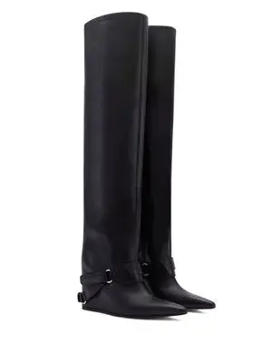 COURREGES Leather Wedged Knee High Boots