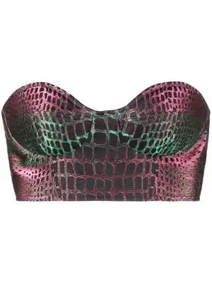 Balmain Embossed Crocodile Effect Crop Top