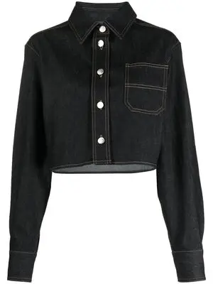 Remain Birger Christensen Cropped Denim Shirt - Black