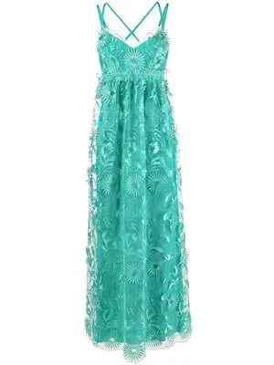 Alberta Ferretti Floral-lace Maxi Dress - Green
