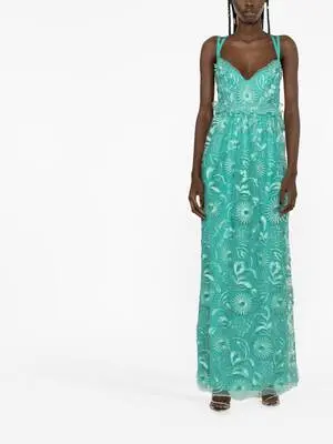 Alberta Ferretti Floral-lace Maxi Dress