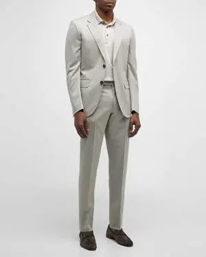Zegna Men's Classic Solid Wool Suit - Light Grey Solid
