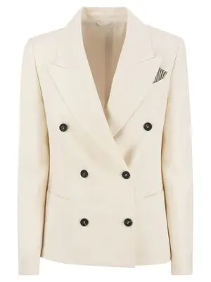 Brunello Cucinelli Lined Jacket In A Viscose And Linen Blend