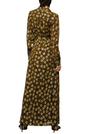CIEBON Jynai Long Sleeve Shirtdress With Metallic Stars And Belt