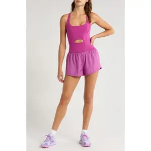 Free People FP Movement Righteous Runsie Romper Raspberry Punch