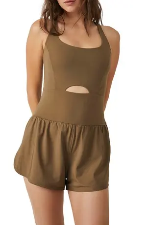 Free People FP Movement Righteous Runsie Romper Tea Leaves