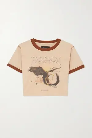 Ahluwalia Cropped Printed Cotton-blend Jersey T-shirt