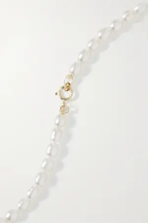 STONE AND STRAND Initial 10-karat Pearl And Diamond Necklace