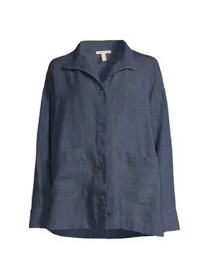 Eileen Fisher Women's Long Linen Jacket - Dusk  Dusk