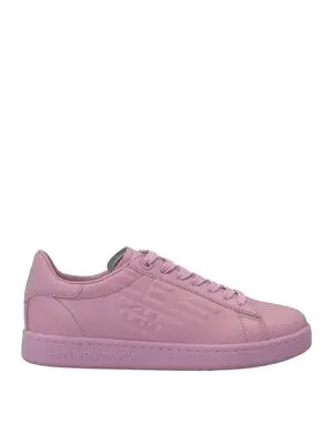 EA7 Woman Sneakers Midnight Blue Size 9 Bovine Leather Mauve