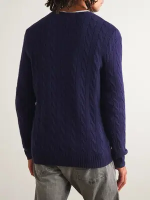 Polo Ralph Lauren Cable-knit Wool And Cashmere-blend Sweater - Blue
