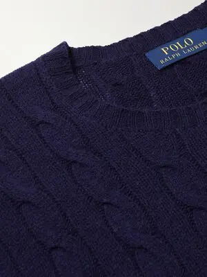 Polo Ralph Lauren Cable-knit Wool And Cashmere-blend Sweater - Blue