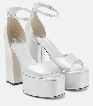 Paris Texas Tatiana Leather Platform Sandals - Silver