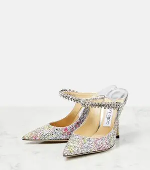 JIMMY CHOO Bing 100 Glitter Mules