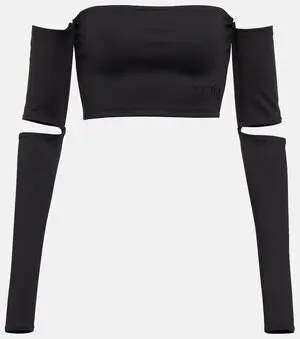 MAISON MARGIELA Jersey Crop Top With Cutout Sleeves - Black