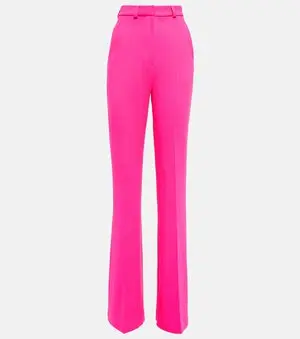 David Koma High-rise Flared Wool-blend Pants - Pink
