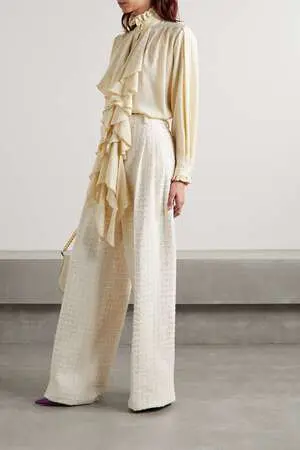 Gucci Cotton-blend Tweed Wide-leg Pants