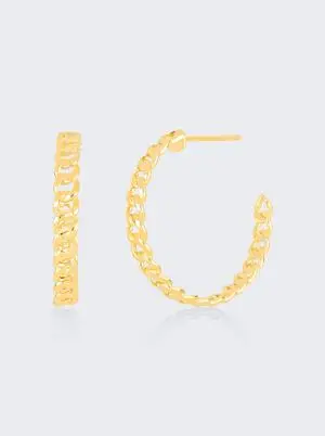 Ef Collection Gold Curb Chain Hoop Earrings - 14k Yellow Gold