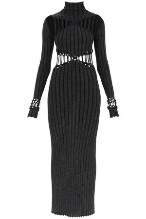 DION LEE DION LEE X BRAID REFLECTIVE KNIT DRESS - Grey