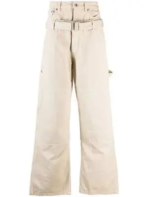 Off-White Belted Wide-leg Trousers